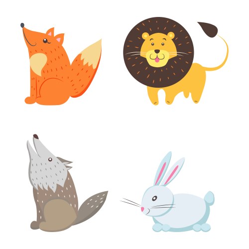 Cute rabbit and fox on a white background Vector Image