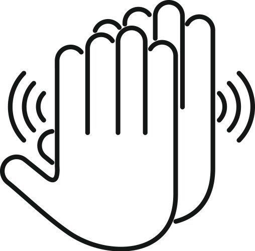 Two hands clapping making a sound wave Royalty Free Vector