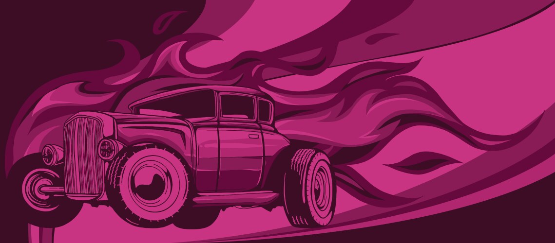 Vintage car hot rod in black background Royalty Free Vector