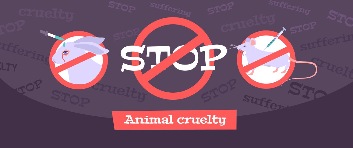 Stop animal testing demonstration against cruelty Vector Image