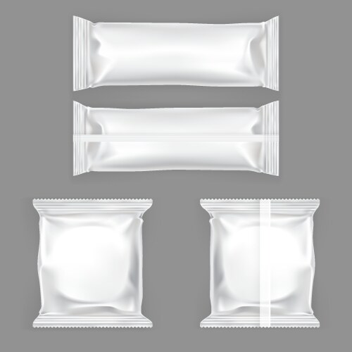 Blank vacuum packages food snacks void packets Vector Image