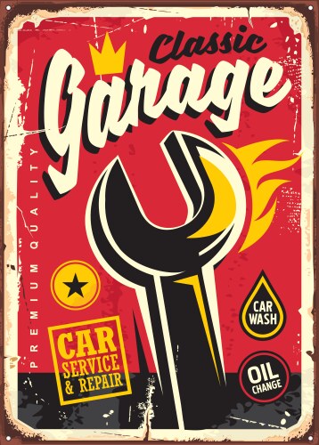 Classic garage retro poster design Royalty Free Vector Image
