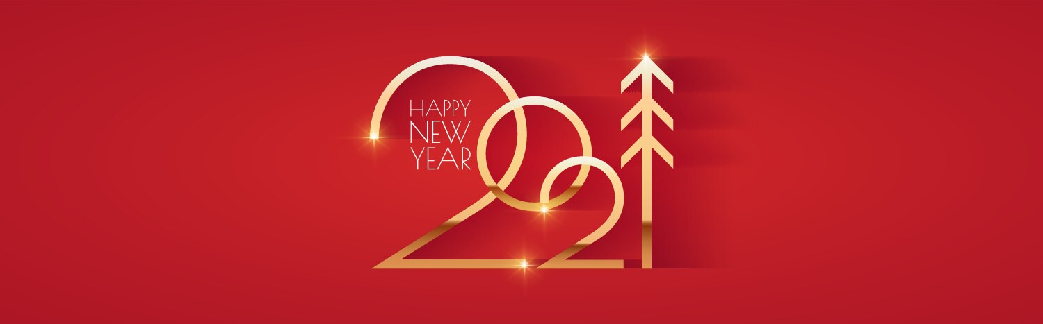 Happy new 2021 year elegant gold text with light Vector Image
