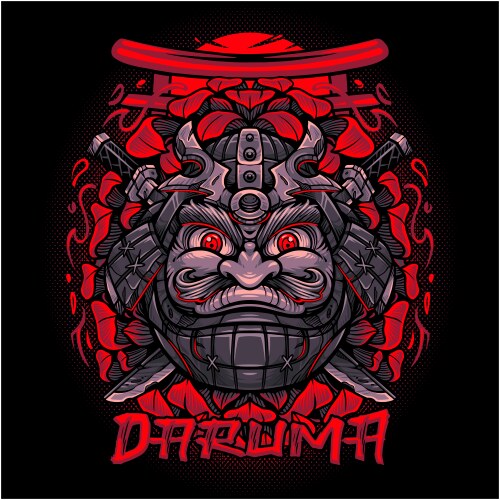 Skull head mascot logo with oni mask Royalty Free Vector