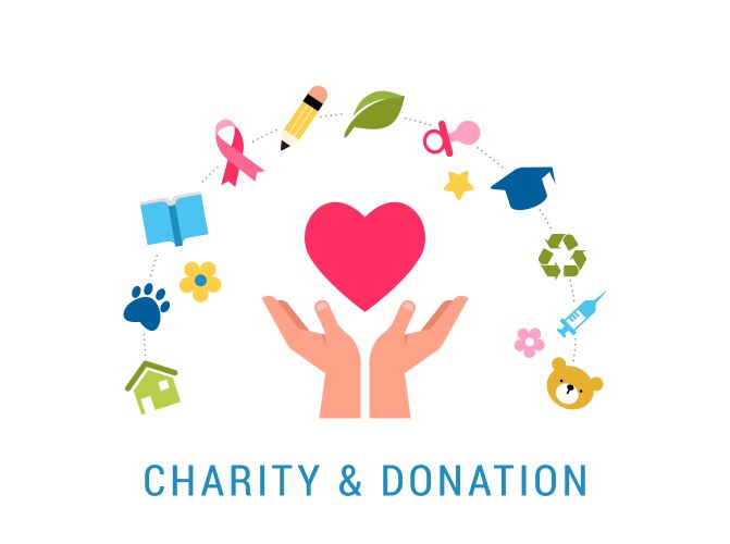 Charity giving and donation poster template Vector Image