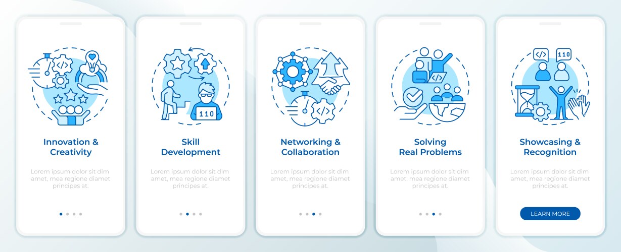 Hackathon process structure blue circle Royalty Free Vector