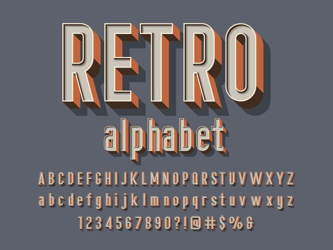 80s retro font disco style alphabet and numbers Vector Image