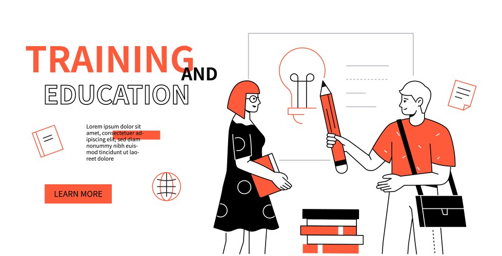 Studying and training - line design style banners Vector Image