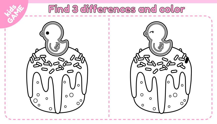 Kids game tracing lines with cartoon easter cake Vector Image