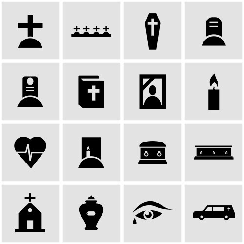 Black Funeral Icon Set Royalty Free Vector Image
