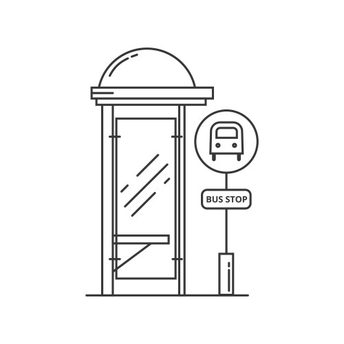 Line art icon of a classic bus stop Royalty Free Vector