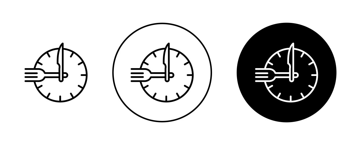 Lunch time icon set clock and meal symbol Vector Image