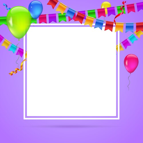 Happy birthday cute colorful photo frame Vector Image