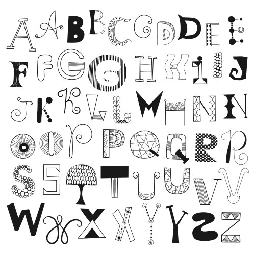 Hand drawn alphabet letters Royalty Free Vector Image