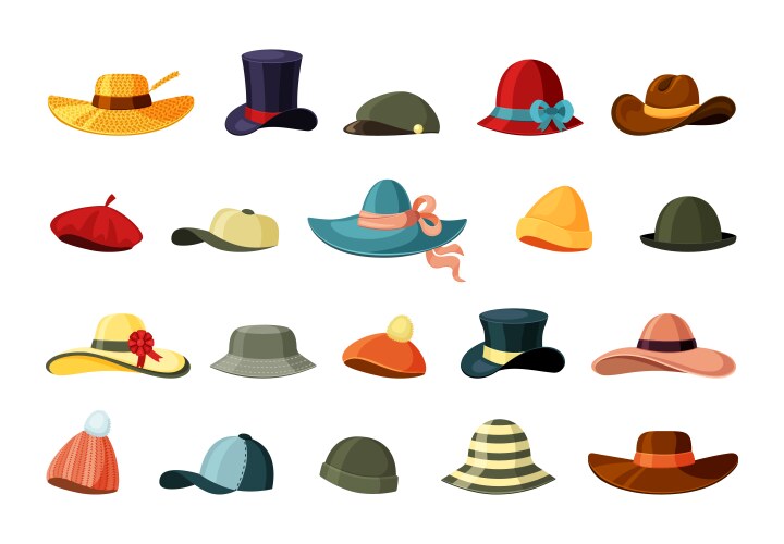 Hats and Caps Collection Royalty Free Vector Image