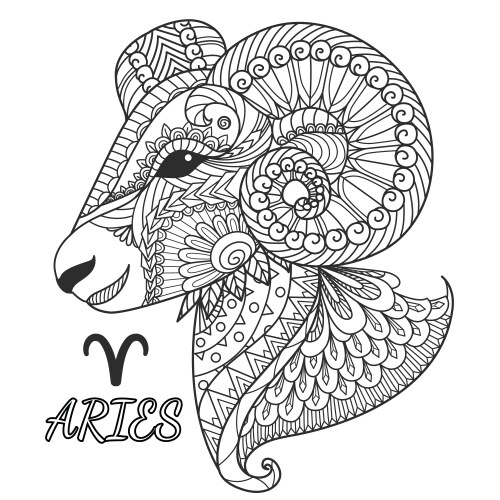 Aries horoscope birth sign Royalty Free Vector Image