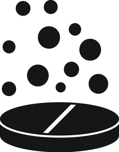Black effervescent pill dissolving in water icon Vector Image