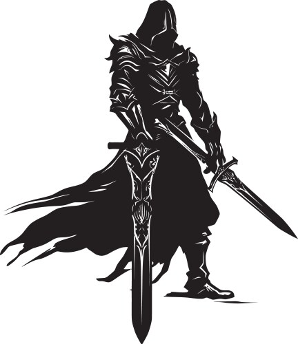 Brave defender knight soldier raised sword Vector Image