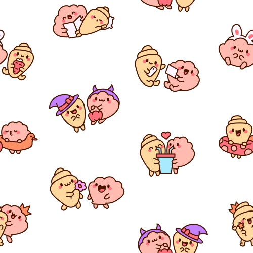 Funny couple seashell cartoon characters Vector Image