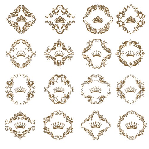 Victorian crown and decorative elements Royalty Free Vector