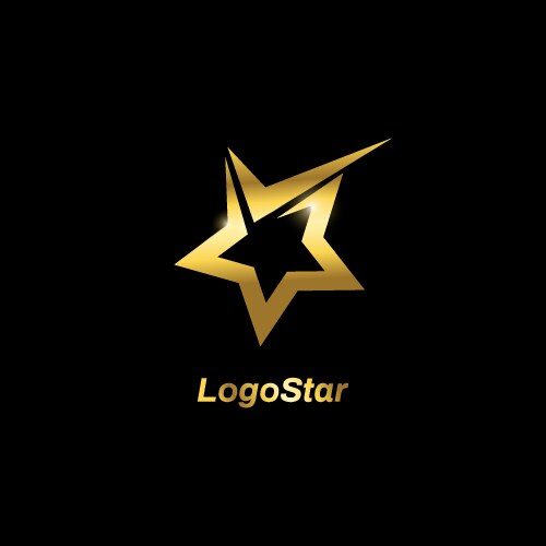 Star check shape gold logo Royalty Free Vector Image