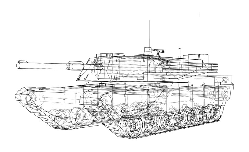 Blueprint of military ship top front and side Vector Image