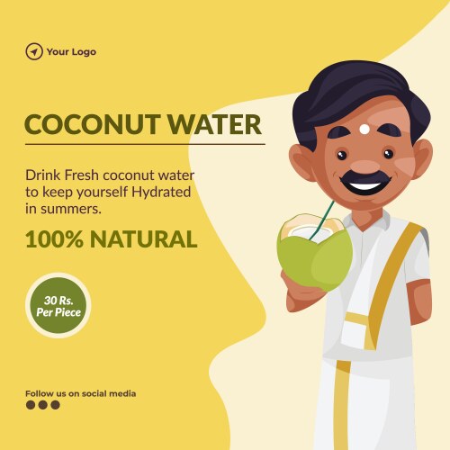 Drink fresh coconut water banner design Royalty Free Vector