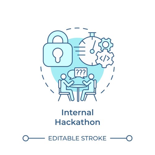 Hackathon benefits blue circle infographic Vector Image