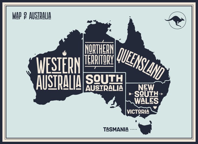 Poster map of australia Royalty Free Vector Image