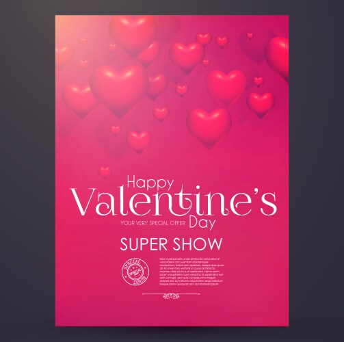 Valentine s day design template with glossy heart Vector Image