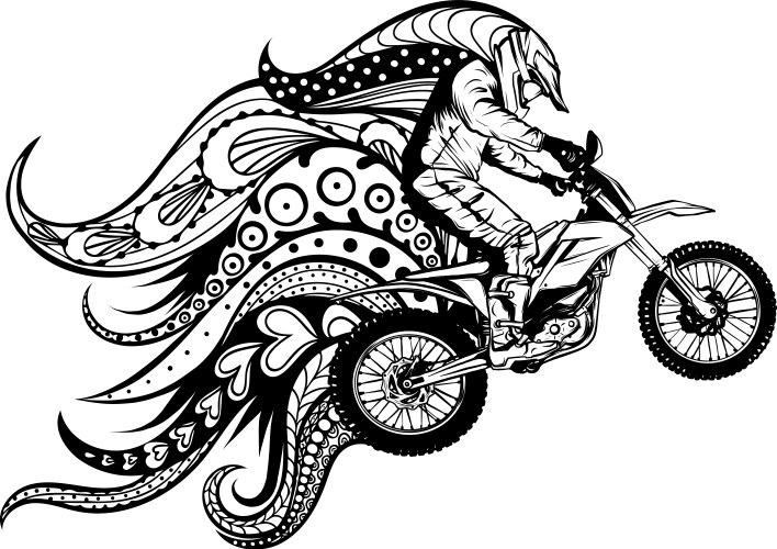 Black and white jumping racer riding Royalty Free Vector