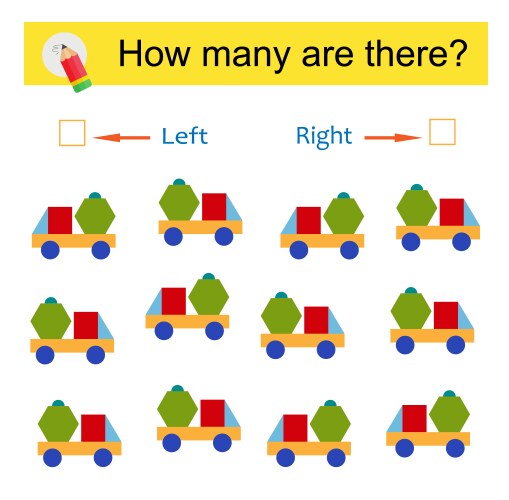 Math activity for kids count how many Royalty Free Vector