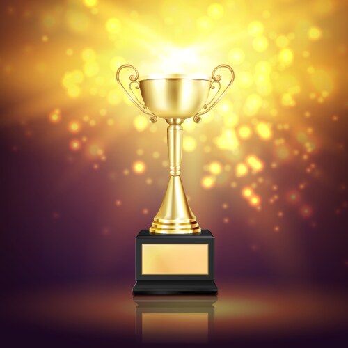 Realistic golden cup winners trophy celebration Vector Image
