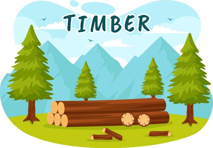 People tree cutting and timber with truck Vector Image