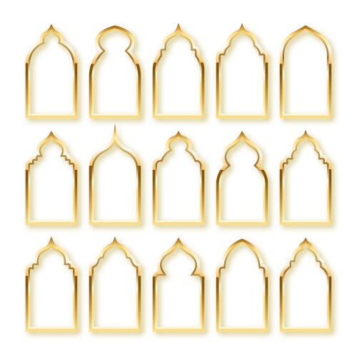 Set golden decorative columns in oriental style Vector Image