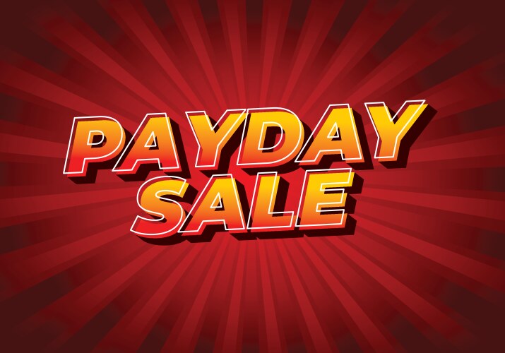 Payday sale text effect in 3d style with eye Vector Image