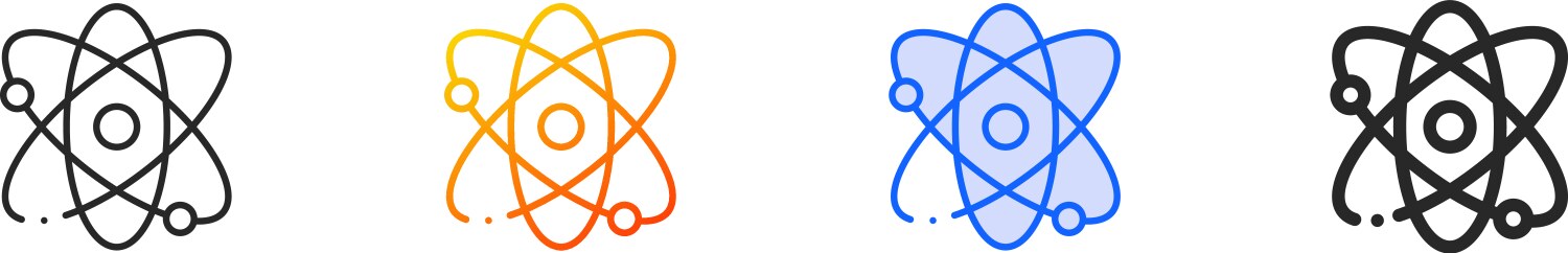 Atom iconthin linear gradient blue stroke Vector Image