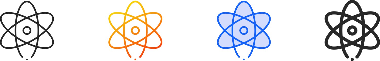 Atom iconthin linear gradient blue stroke Vector Image