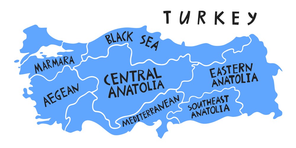 Cartoon map turkey travel Royalty Free Vector Image
