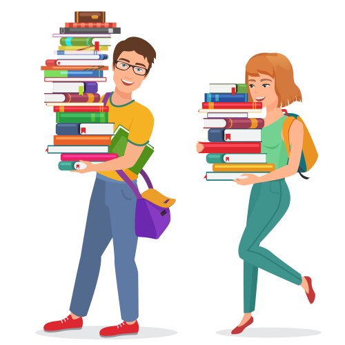 Student gaining knowledge reading Royalty Free Vector Image