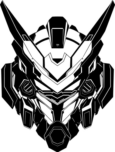 Mecha icon in black over white Royalty Free Vector Image
