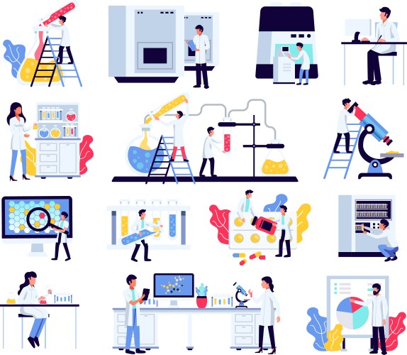 Set colorful of chemical laboratory equipment Vector Image