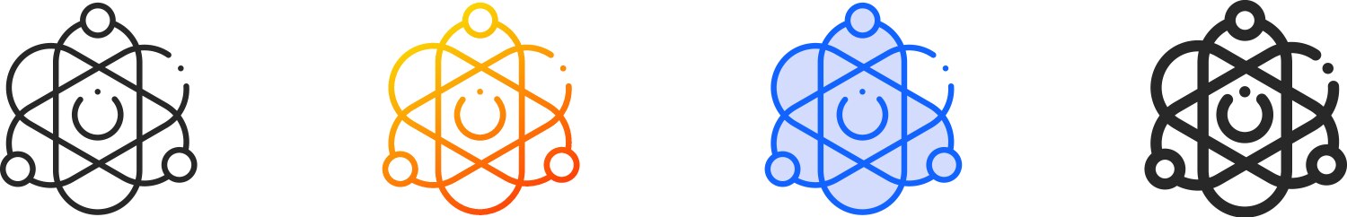 Atom iconthin linear gradient blue stroke Vector Image