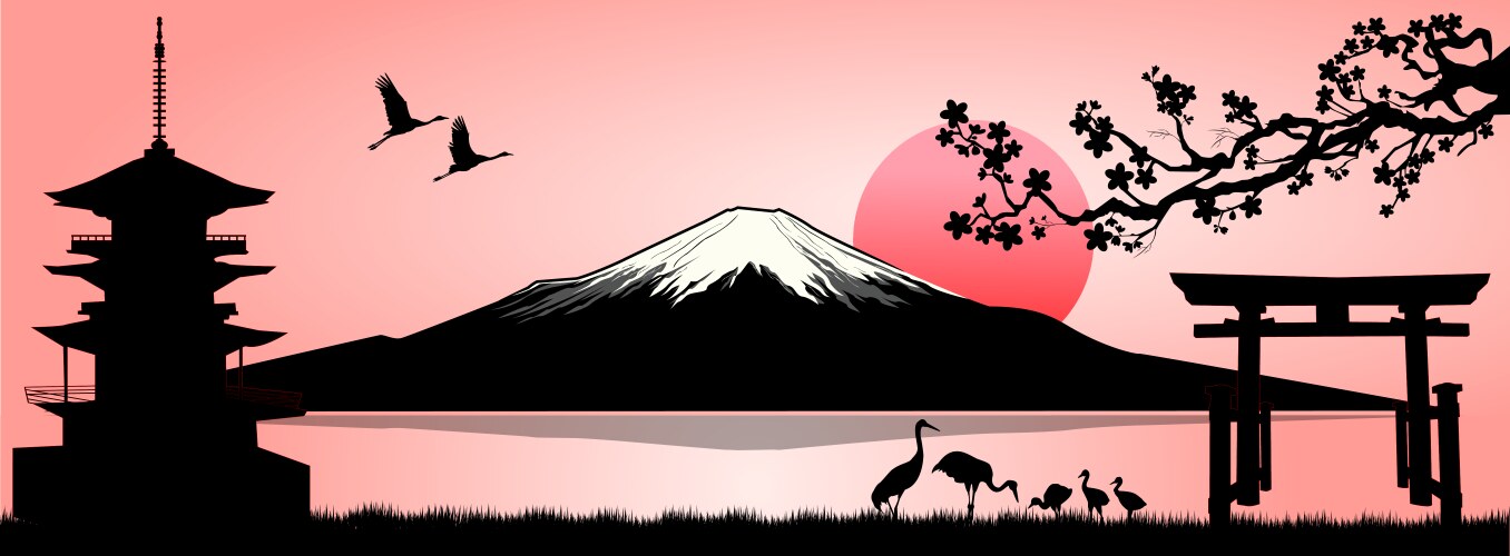 Mount fuji japanese landscape Royalty Free Vector Image
