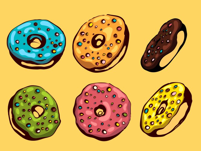 Cute donuts doughnut cartoon Royalty Free Vector Image