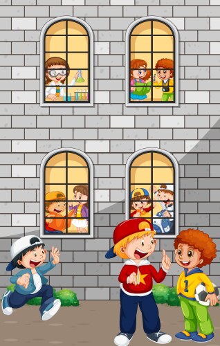 Neighbors cartoon people in apartment house Vector Image
