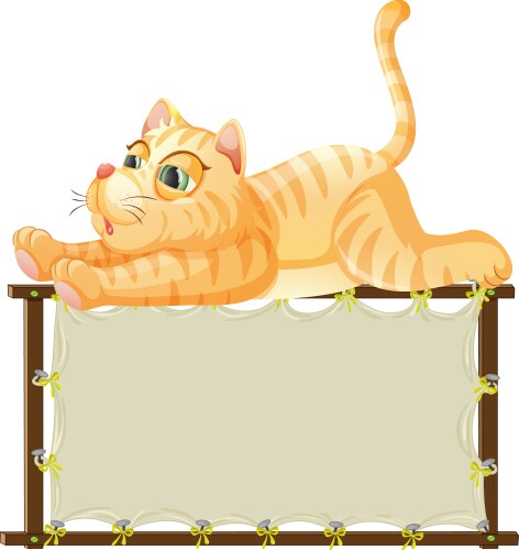 Blank sign template with cute cat on white Vector Image