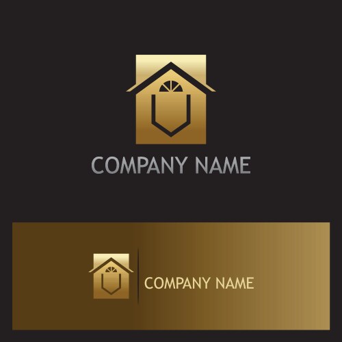 Home location gps gold logo Royalty Free Vector Image