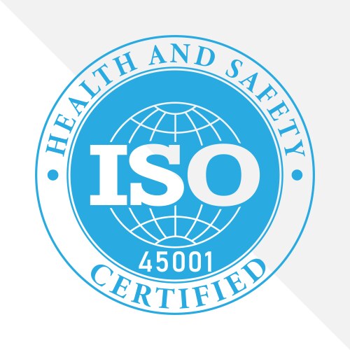 Iso 45001 certification stamp flat style Vector Image
