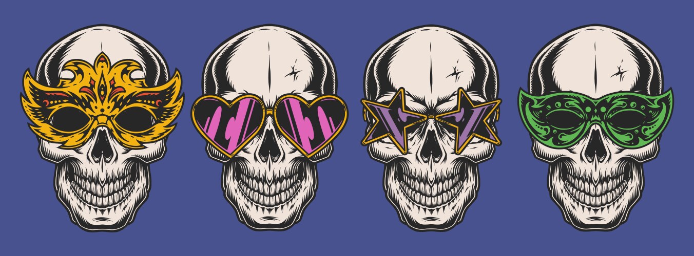 Anatomically correct human skulls set isolated Vector Image